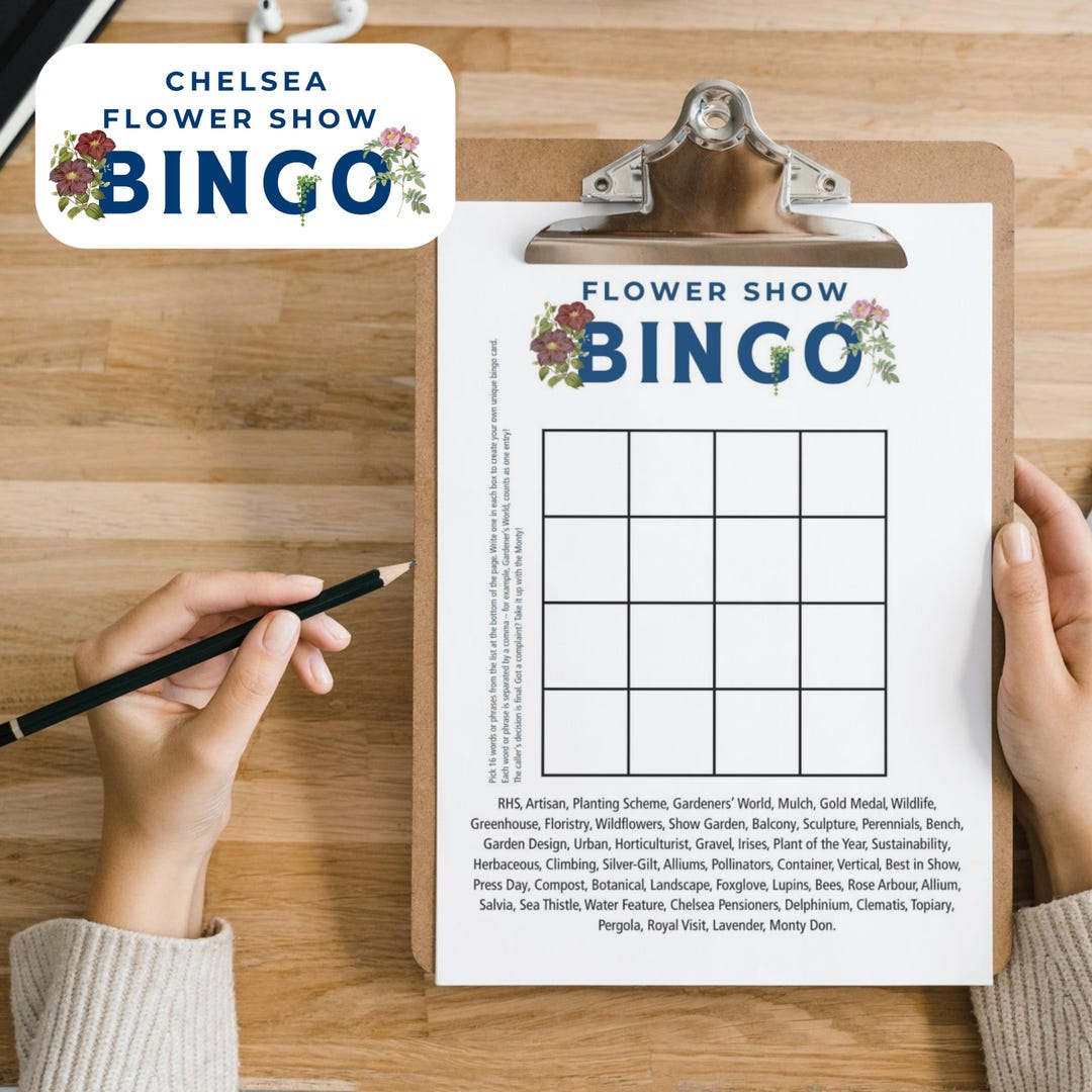 Chelsea Flower Show Bingo Printable Game | 50 Gardening Words | Make ...