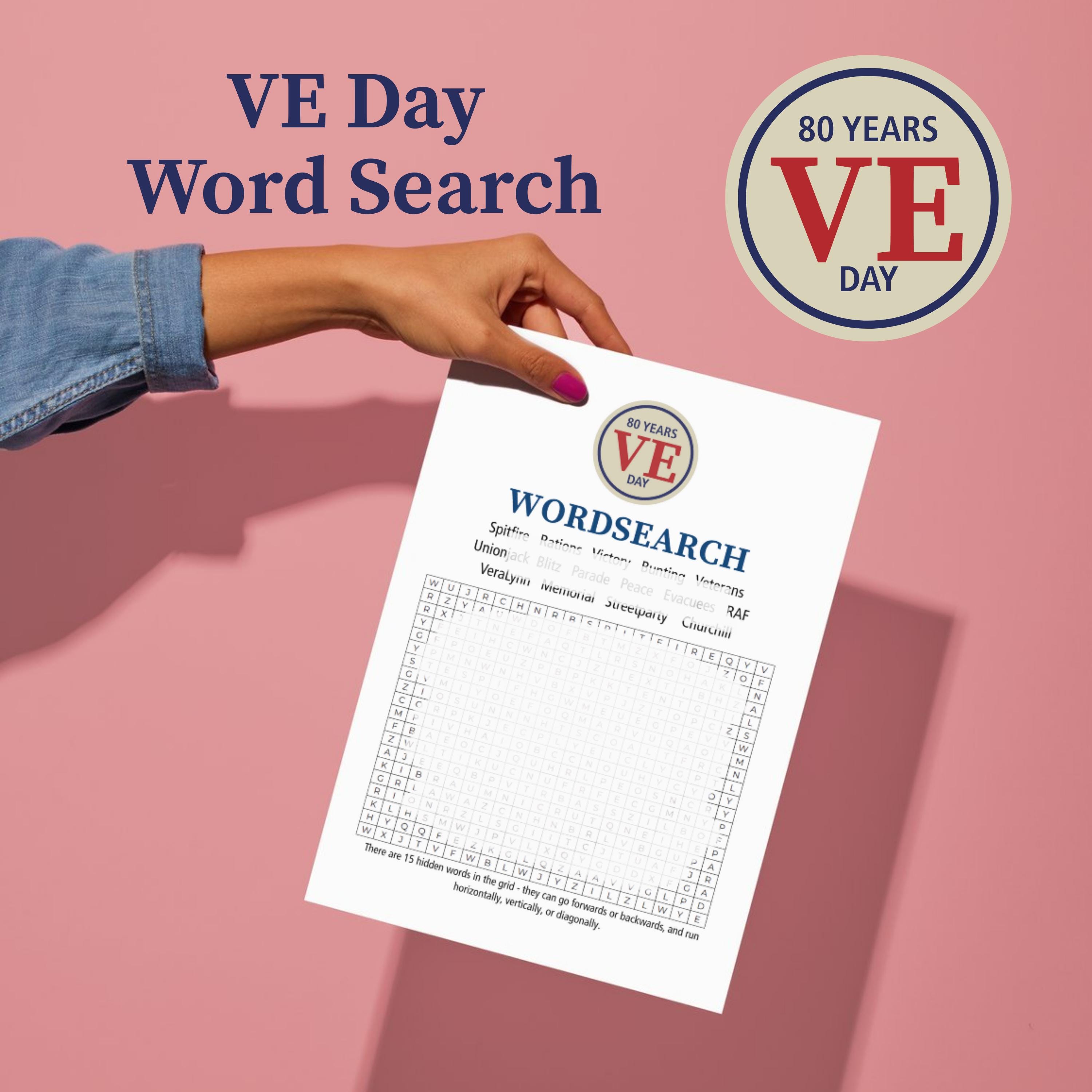 VE Day Word Search Printable | VE Day 80 Activity | WWII Puzzle for ...