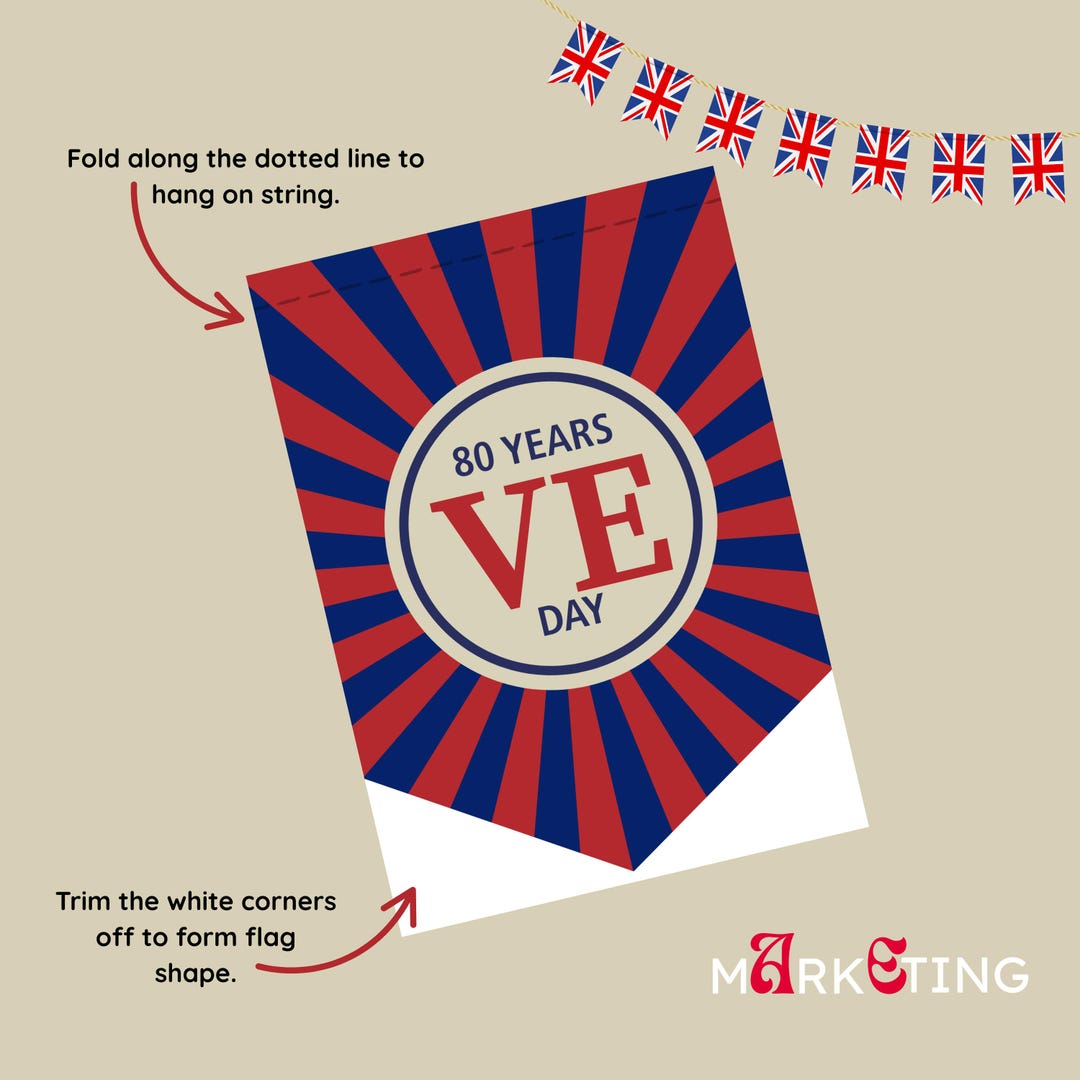 VE Day 80 Bunting Printable | Union Jack Flags | A4 Alphabet Banner ...
