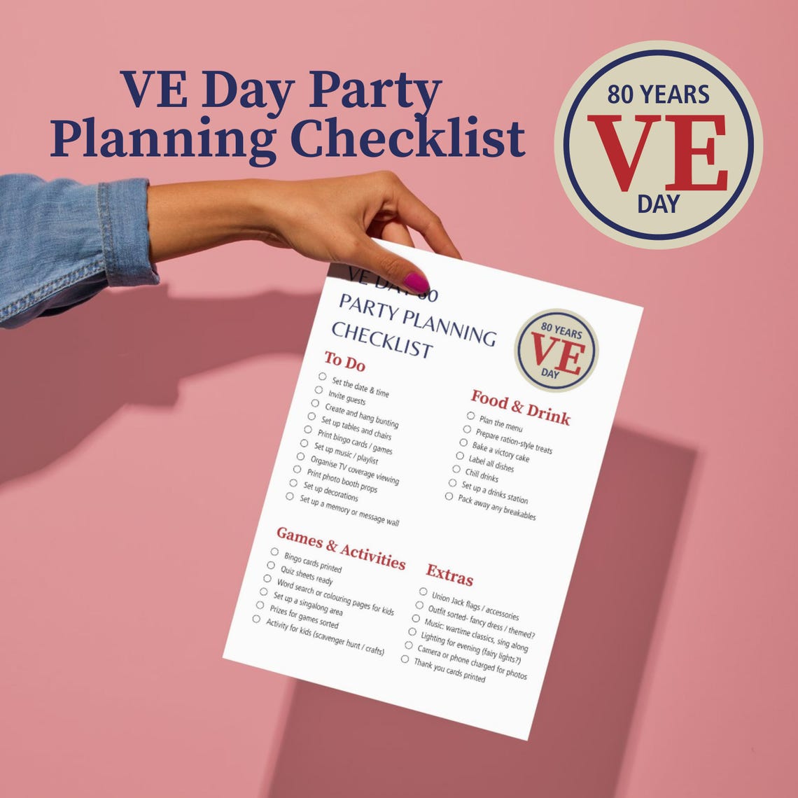 VE Day 80 Party Pack Printable | Bunting, Bingo, Word Search, Scavenger ...