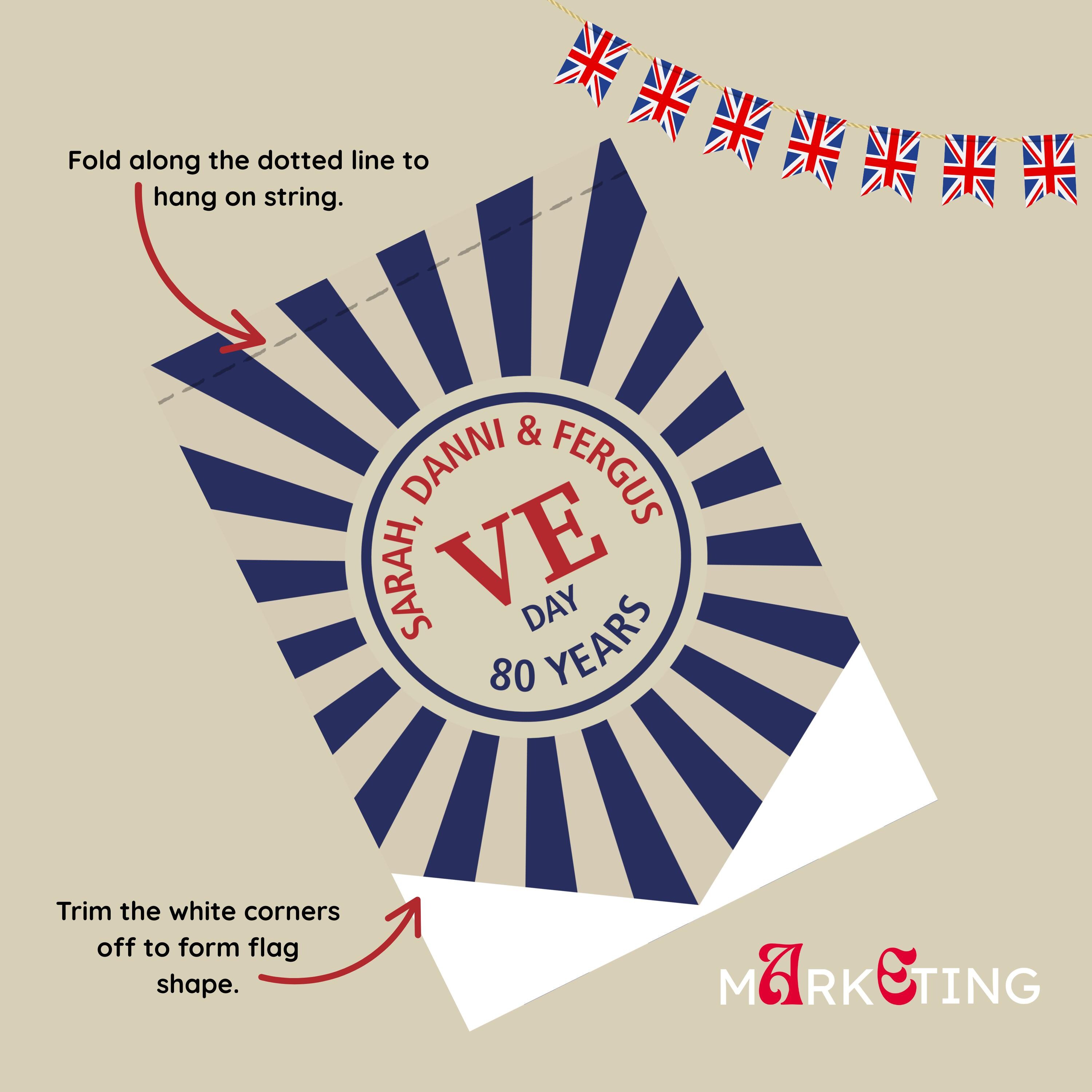 VE Day 80 Bunting Printable | Personalised | Union Jack Flags | Instant ...