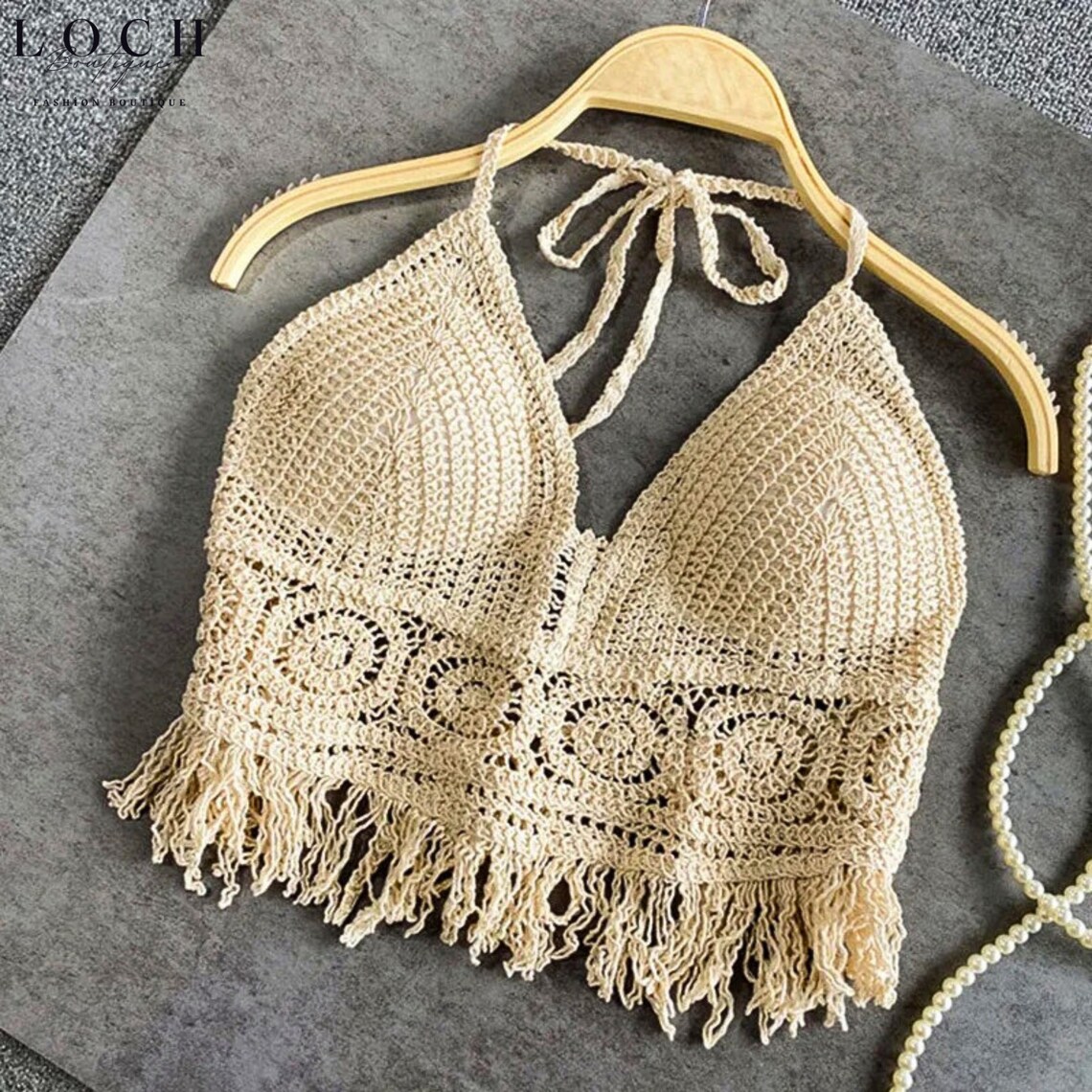 White Beige Crochet Top, Ecru Granny Square Top, Vegan Knit Top ...