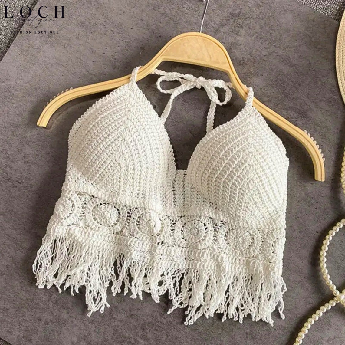 White Beige Crochet Top, Ecru Granny Square Top, Vegan Knit Top ...