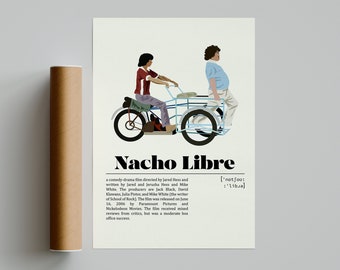 Nacho Libre Retro, Vintage, Modern, Minimalist Movie Poster Art Print ...