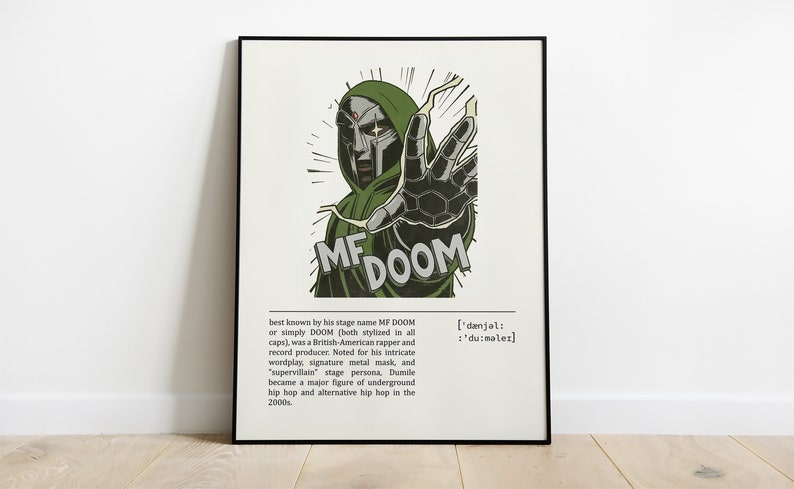 MF DOOM Poster Minimalist Music Poster Vintage Retro Art Print Custom ...