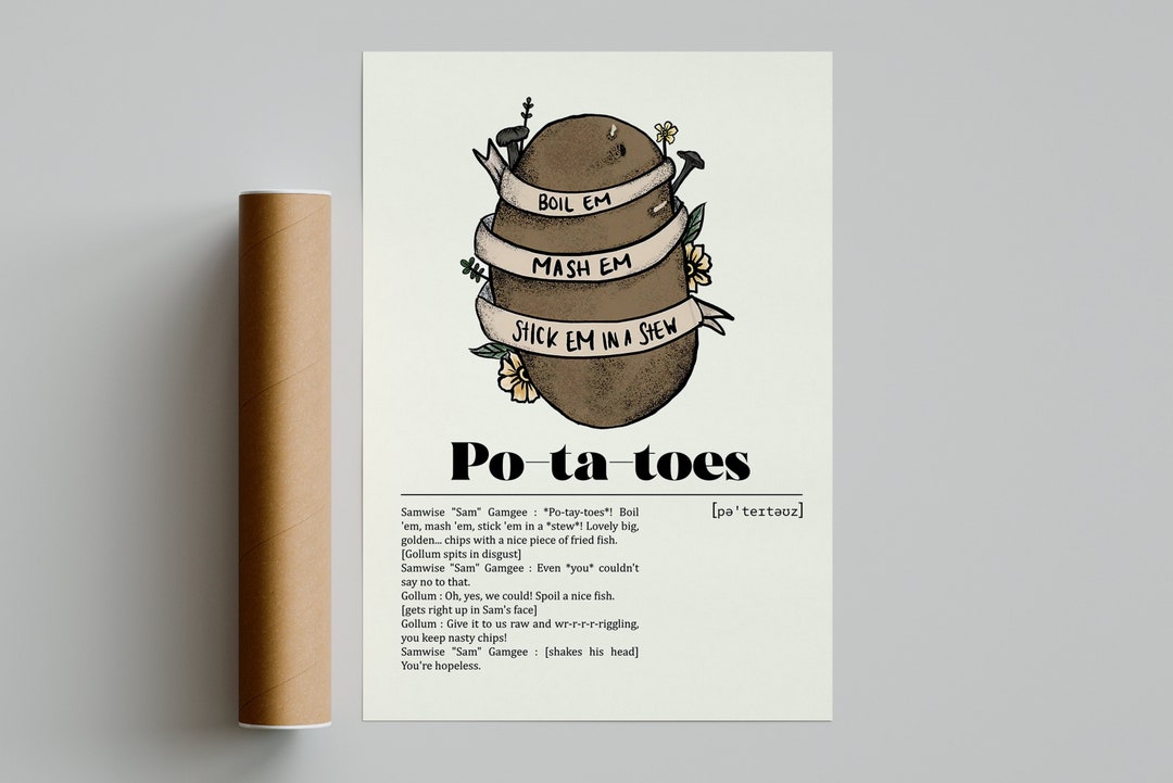LOTR Po-ta-toes Poster Peter Jackson Minimalist Movie Poster Vintage ...