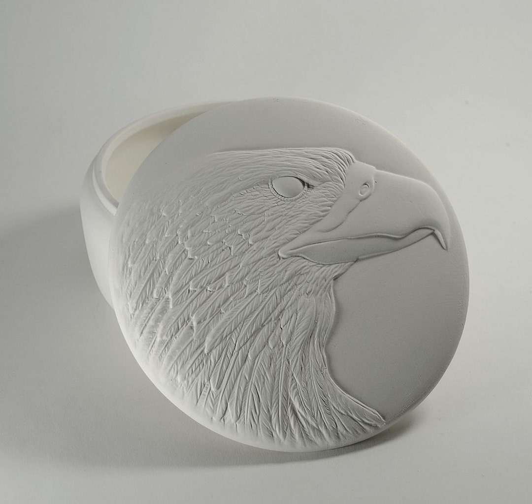 Round Eagle Box Ready to Paint Ceramic Bisque Made to Order - Etsy