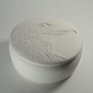 Round Eagle Box Ready to Paint Ceramic Bisque Made to Order - Etsy