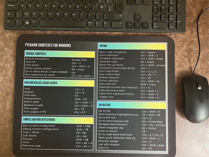Pycharm Mouse Mat Large Windows | Pycharm Commands Mousepad | Pycharm ...