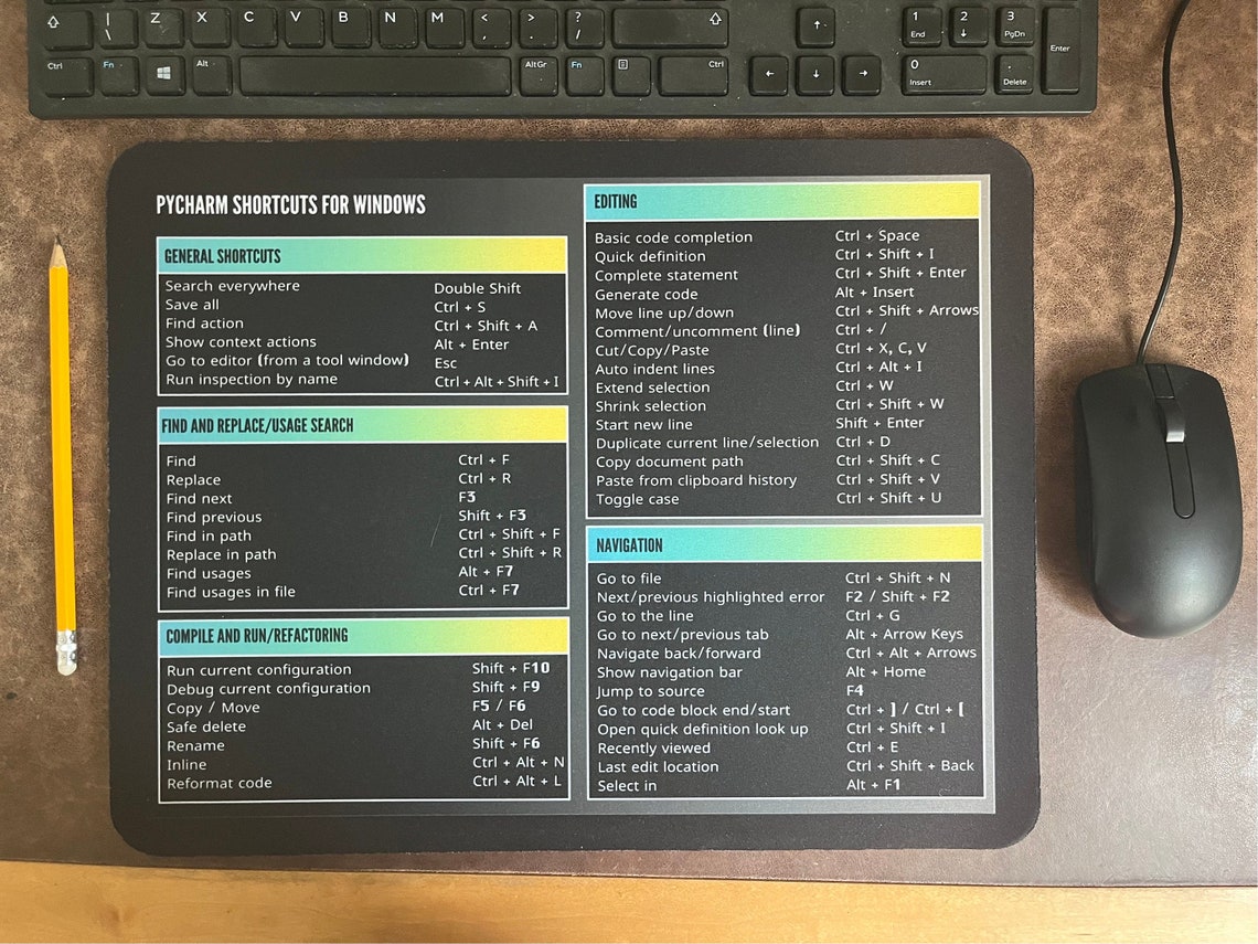 Pycharm Mouse Mat Large Windows | Pycharm Commands Mousepad | Pycharm ...