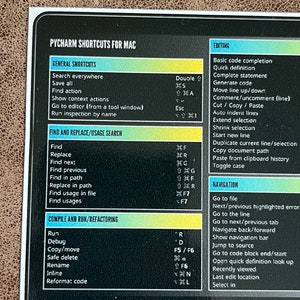 Pycharm Shortcuts Laptop Sticker for Mac | Pycharm Commands | Pycharm ...