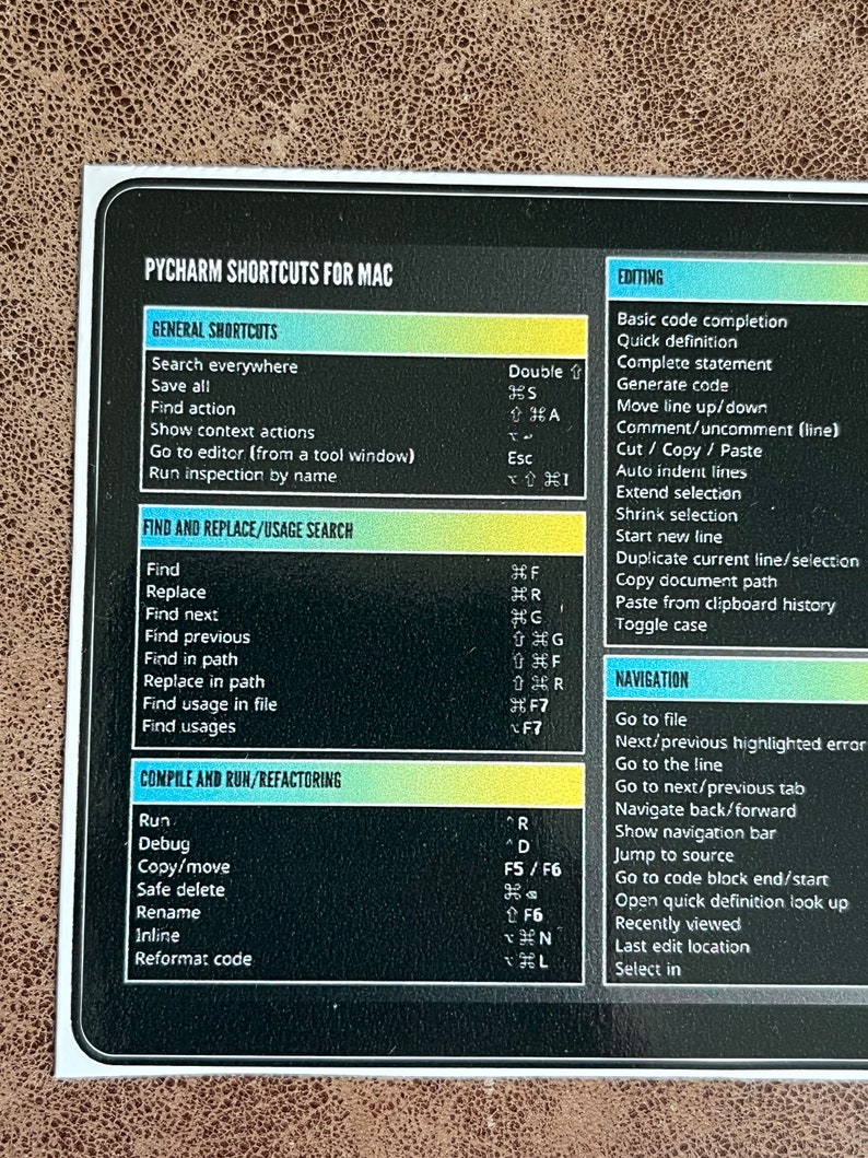 Pycharm Shortcuts Laptop Sticker for Mac | Pycharm Commands | Pycharm ...