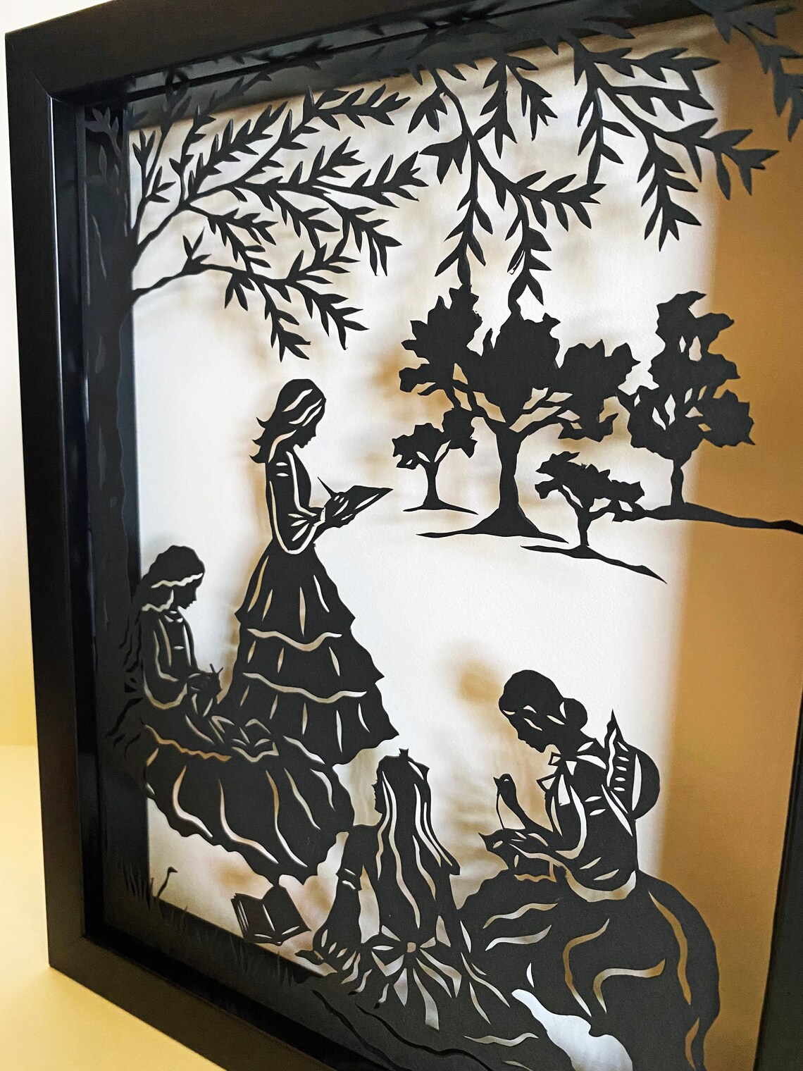 LITTLE WOMEN Papercut in Shadow Box - Hand-cut Silhouette, Framed - Etsy