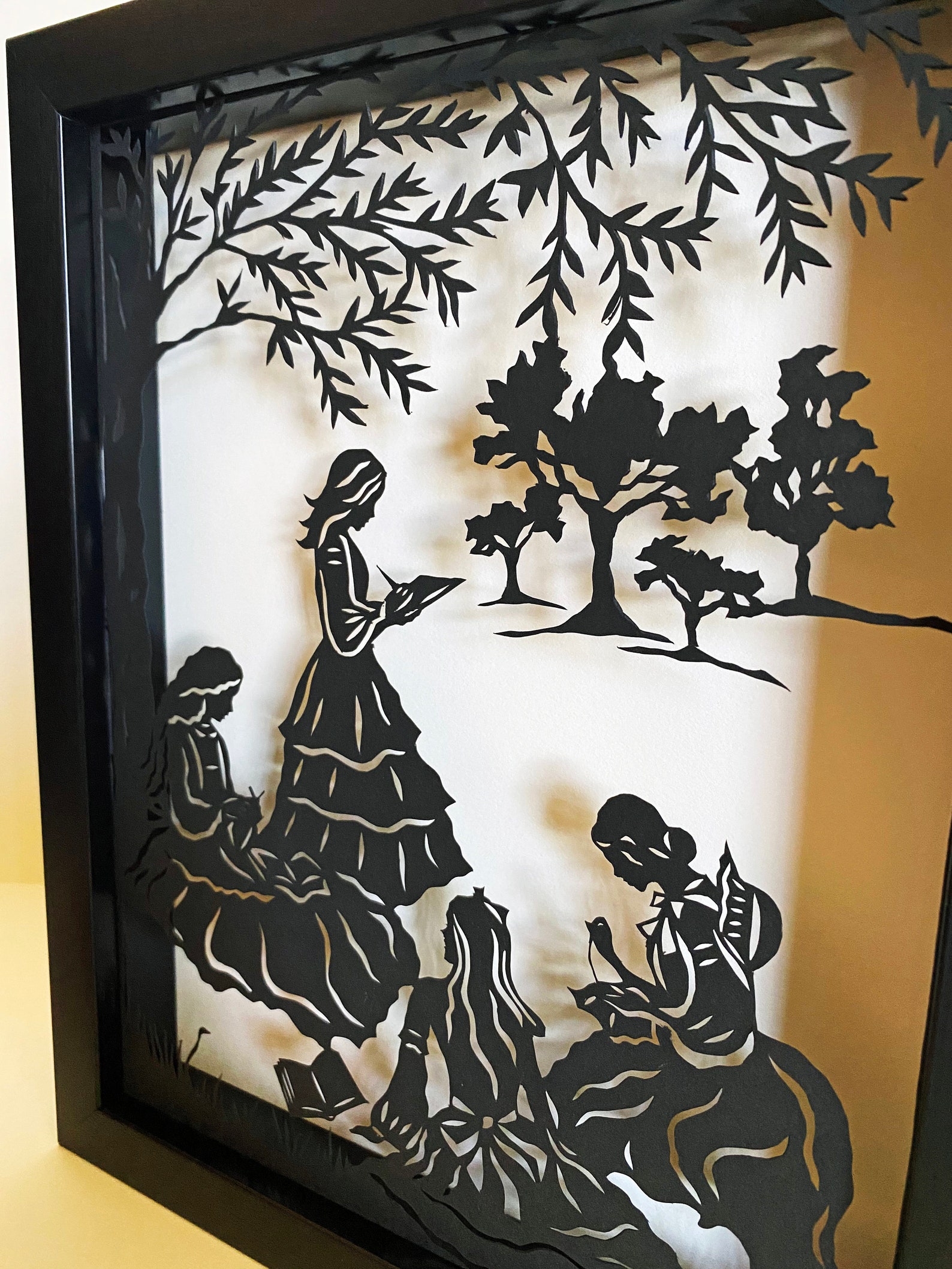 LITTLE WOMEN Papercut in Shadow Box Hand-cut Silhouette - Etsy