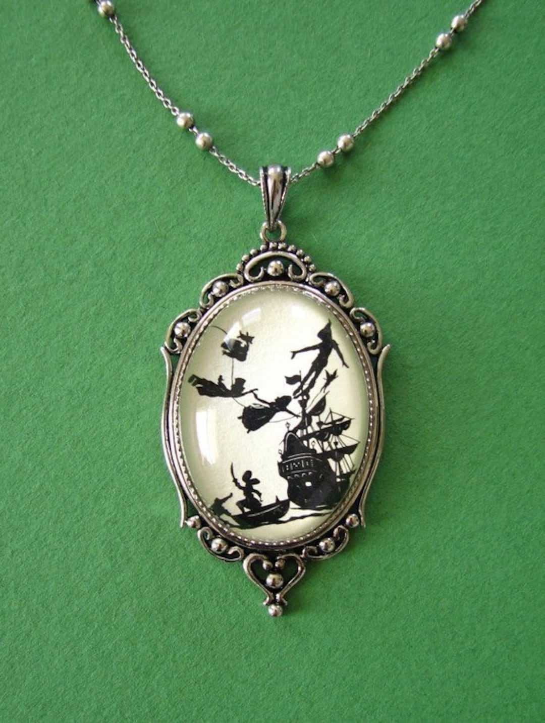 PETER PAN Necklace - Pendant on Chain - Silhouette Jewelry - Etsy