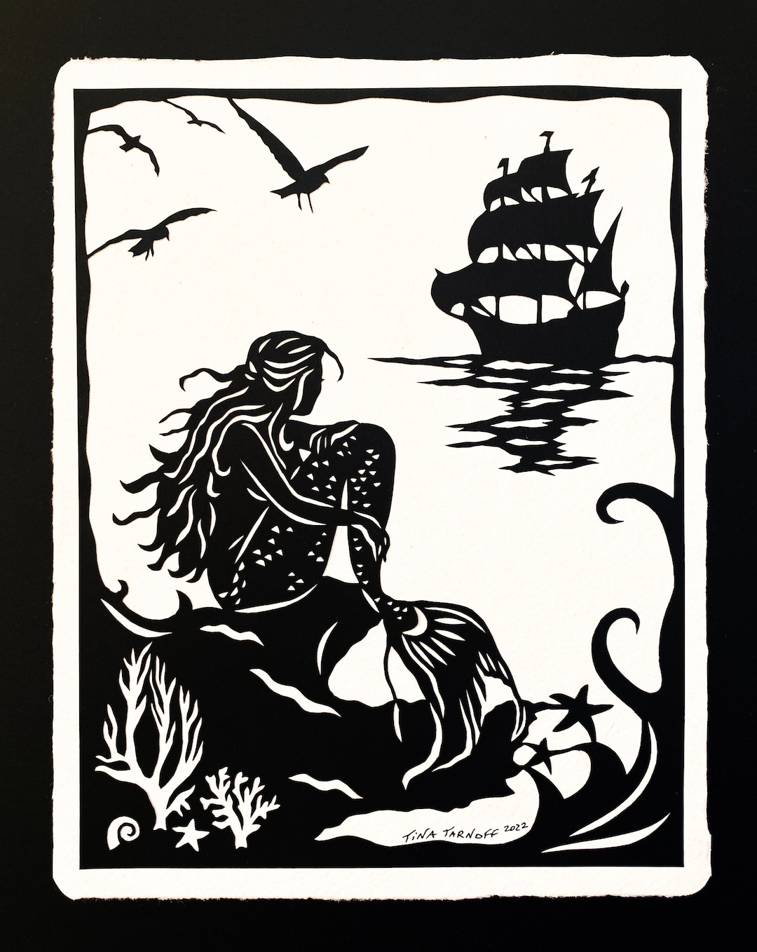 The LITTLE MERMAID - Hand-cut Silhouette Papercut - Etsy