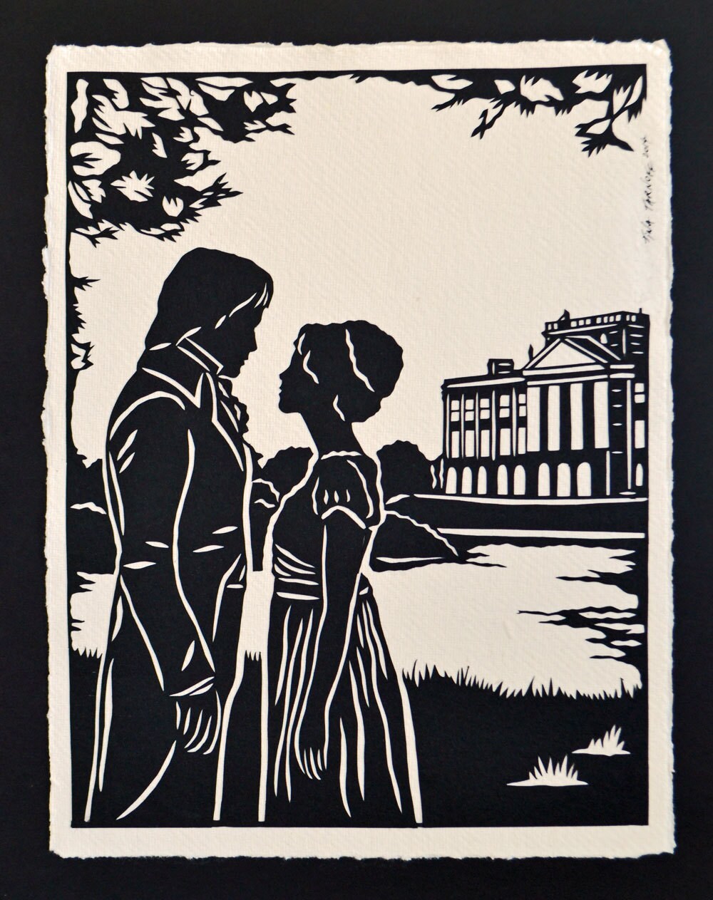 PRIDE AND PREJUDICE Papercut - Elizabeth and Darcy at Pemberley - Hand ...
