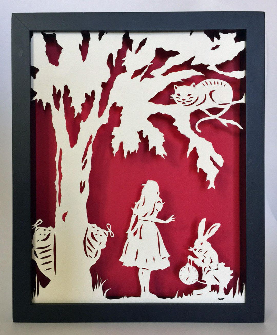 ALICE in WONDERLAND Papercut in Shadow Box, Framed - Hand-cut ...