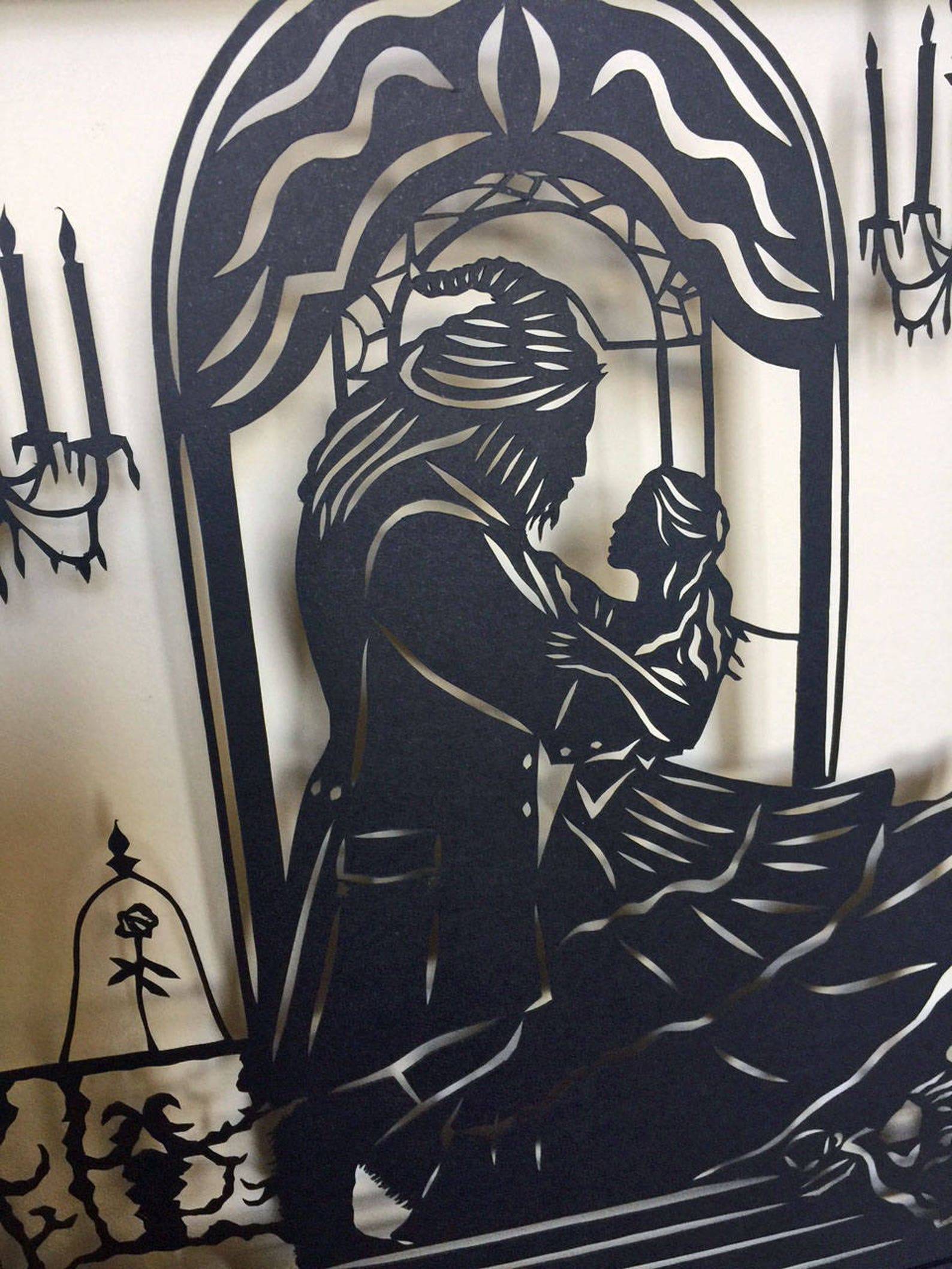 BEAUTY and the BEAST Papercut in Shadow Box, Framed - Hand-cut ...