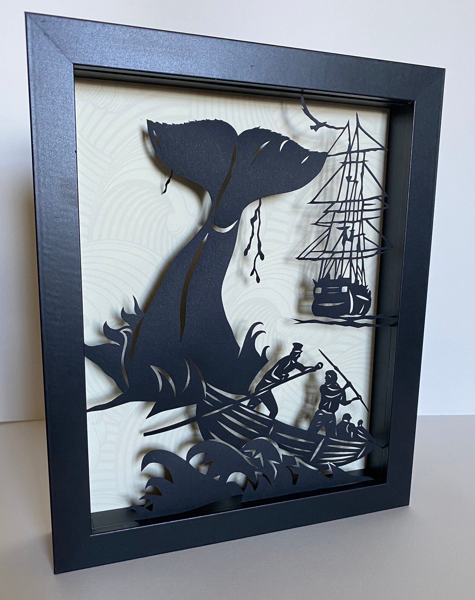MOBY DICK Papercut in Shadow Box, Framed Hand-cut Silhouette - Etsy