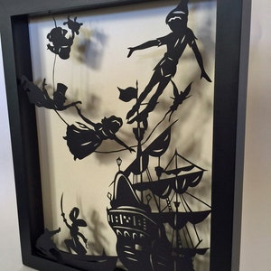 PETER PAN Papercut in Shadow Box - Hand-cut Silhouette, Framed - Etsy