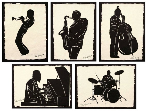 Jazz Musician Silhouette Cutouts