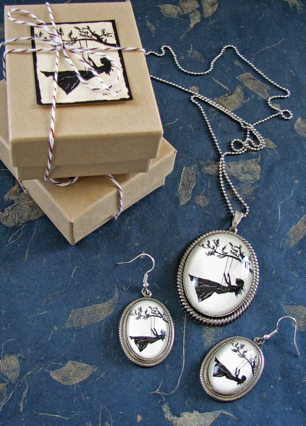 GIRL on a SWING Earring-necklace Set - Silhouette Jewelry - Etsy