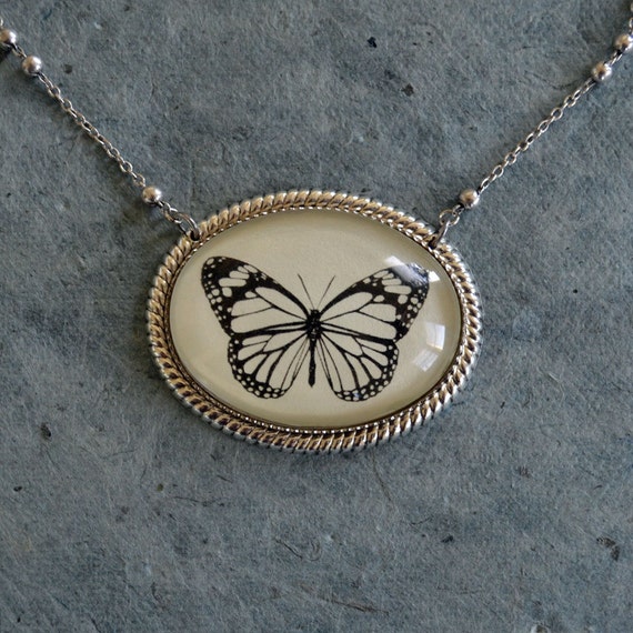 BUTTERFLY Necklace pendant on chain Silhouette Jewelry | Etsy