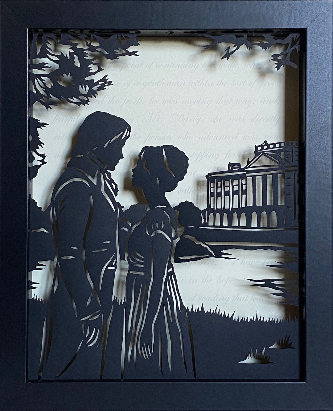 PRIDE and PREJUDICE Papercut in Shadow Box - Hand-cut Silhouette ...