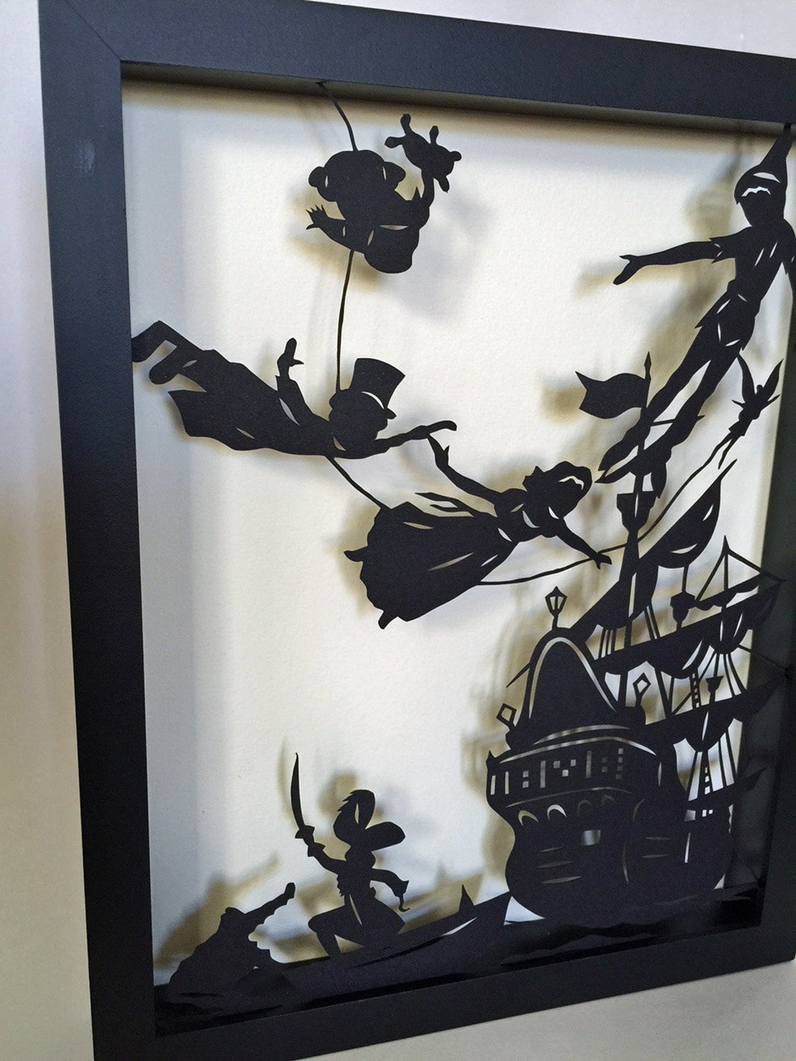 PETER PAN Papercut in Shadow Box - Hand-cut Silhouette, Framed - Etsy