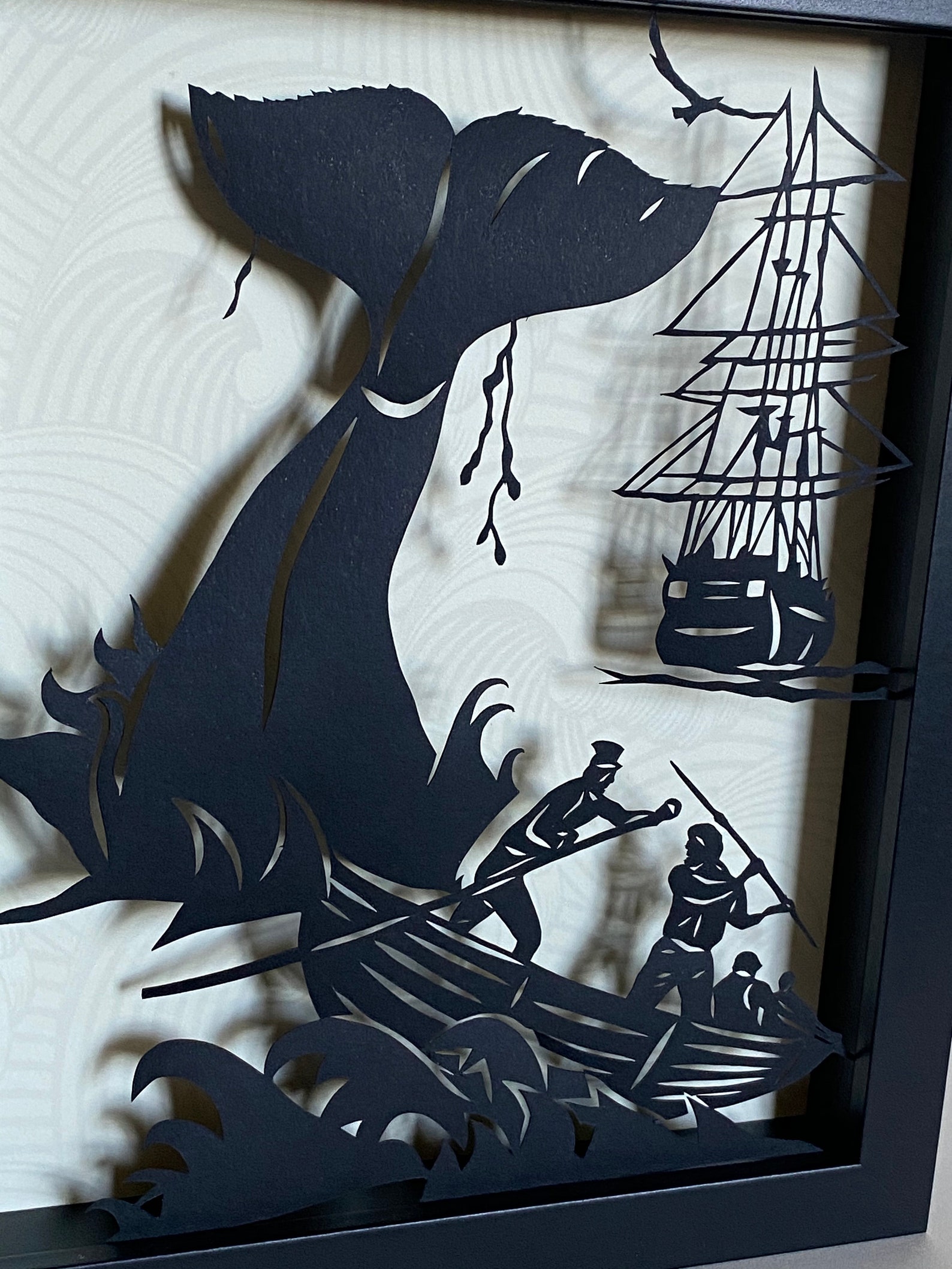 MOBY DICK Papercut in Shadow Box, Framed Hand-cut Silhouette - Etsy