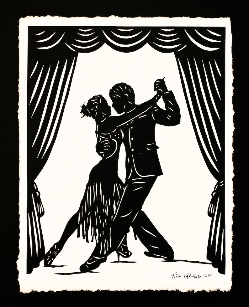 The TANGO DANCERS - Hand-cut Papercut - Etsy