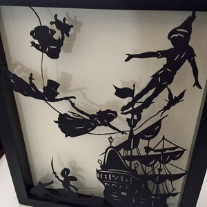 PETER PAN Papercut in Shadow Box - Hand-cut Silhouette, Framed - Etsy