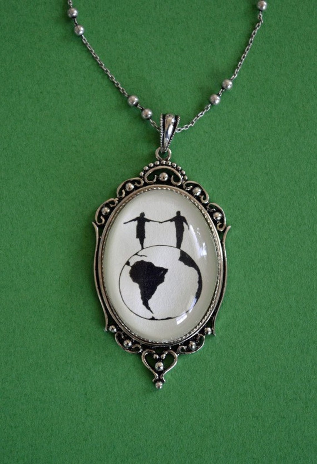 WORLD TOUR Necklace, Pendant on Chain - Silhouette Jewelry - Etsy