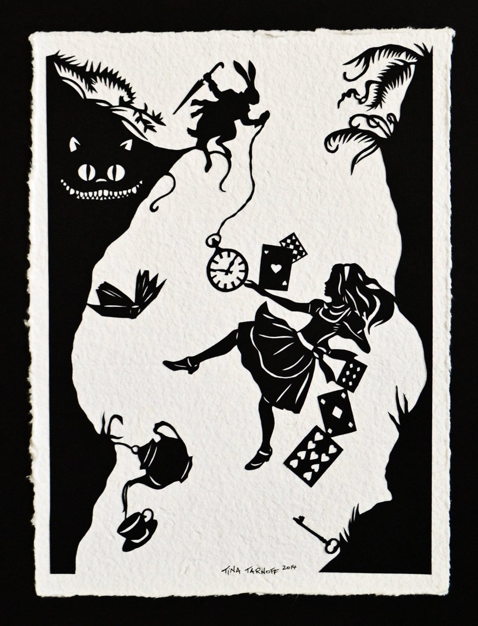 ALICE IN WONDERLAND Papercut - Down the Rabbit Hole - Hand-cut ...