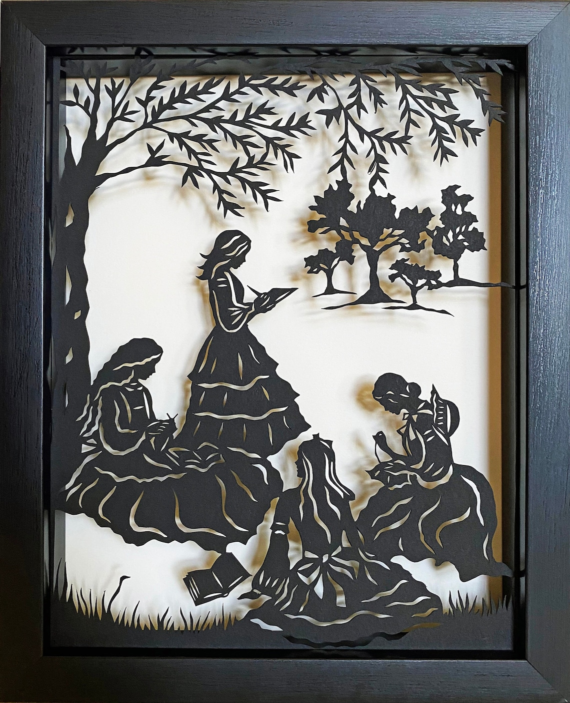 LITTLE WOMEN Papercut in Shadow Box Hand-cut Silhouette - Etsy
