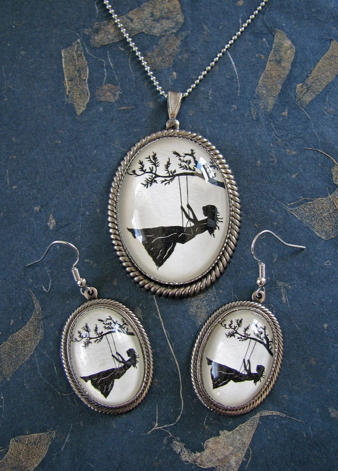 GIRL on a SWING Earring-necklace Set - Silhouette Jewelry - Etsy