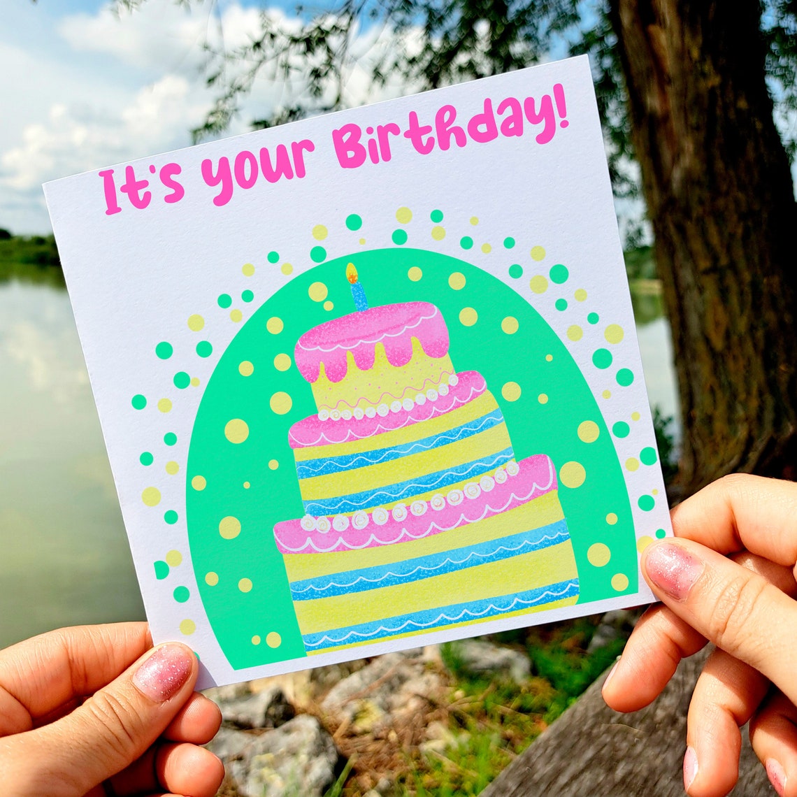 It is Your Birthday Greeting Card, Big Cake Design With Custom Messages ...
