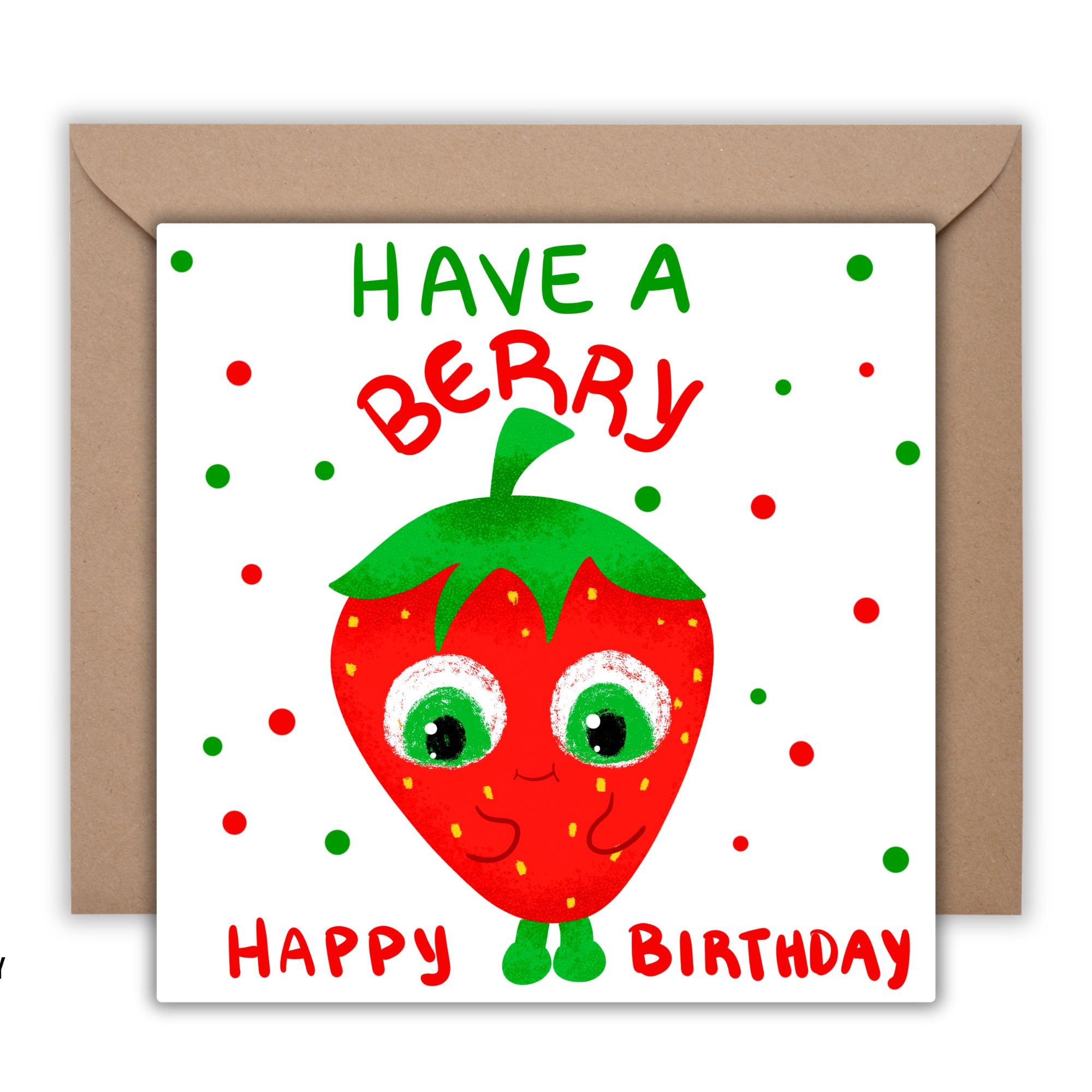 Berry Happy Birthday, Strawberry Greeting Card for Kids, Children Party ...