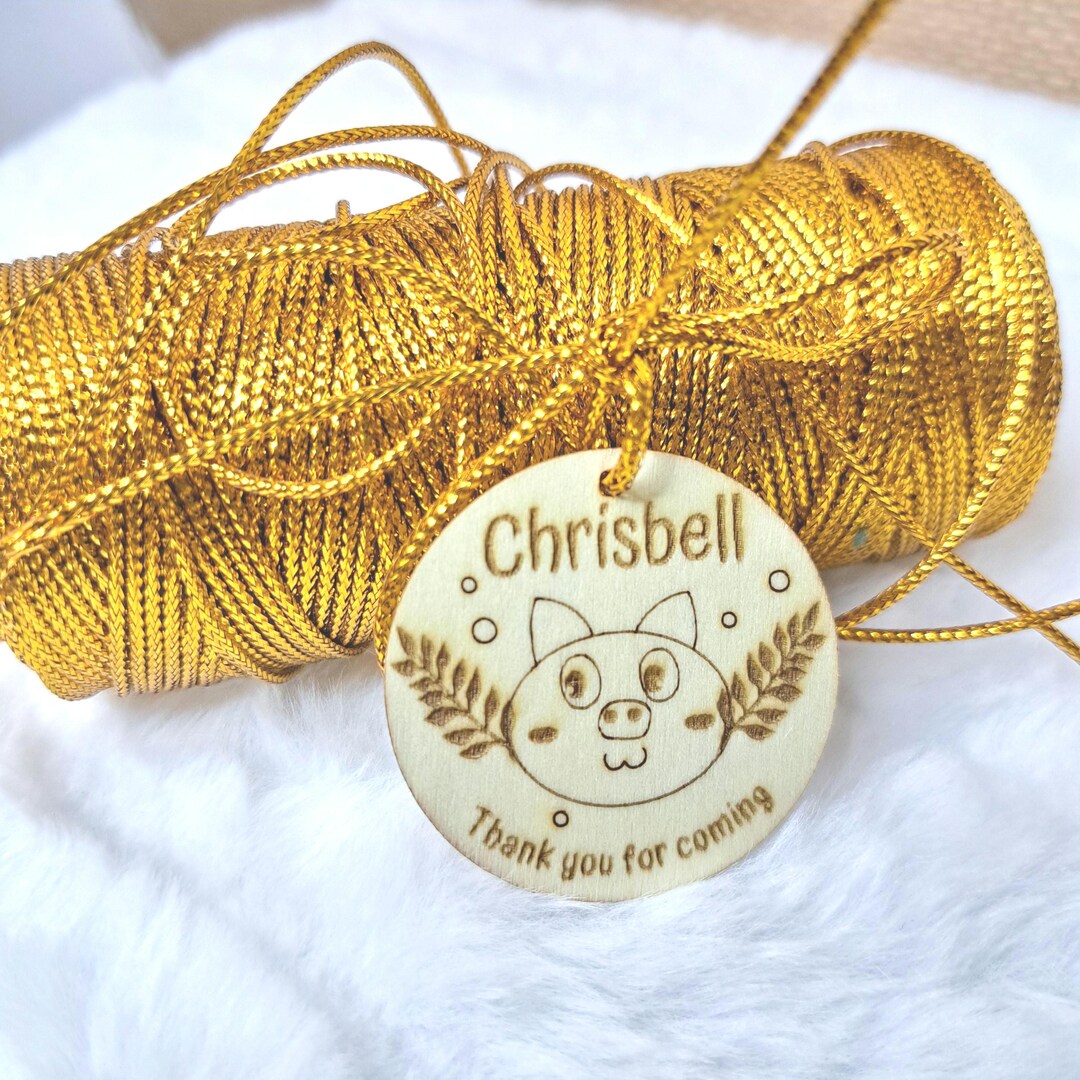 Personalized Wooden Tag, Birthday Party Favors, Pig Tag, Baby Shower ...