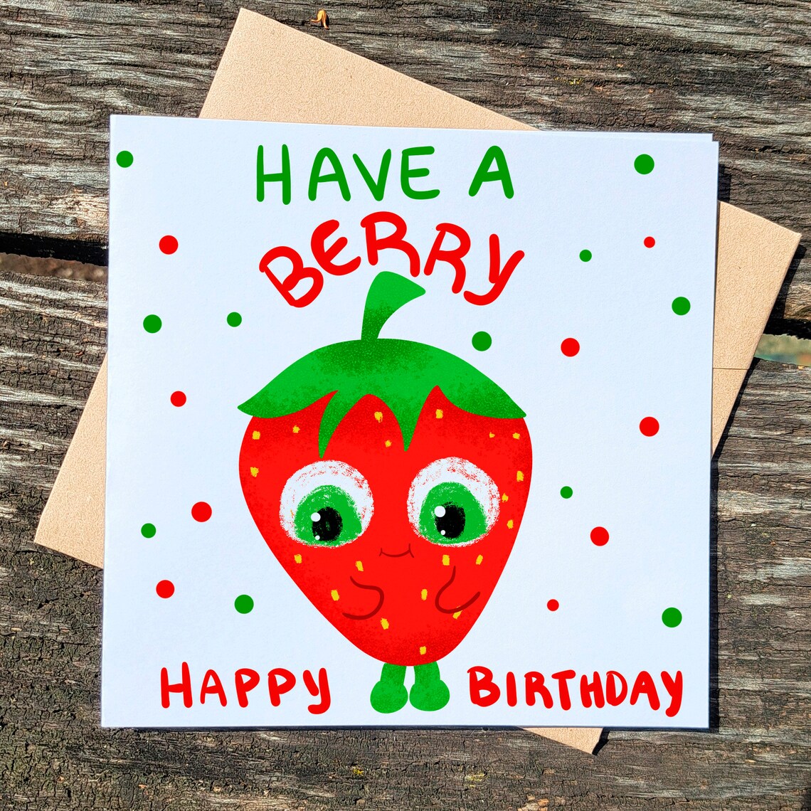 Berry Happy Birthday, Strawberry Greeting Card for Kids, Children Party ...