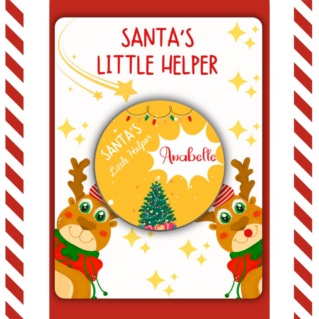 Santa's Little Helper Badges, Christmas Tree Pinback Button, Custom ...