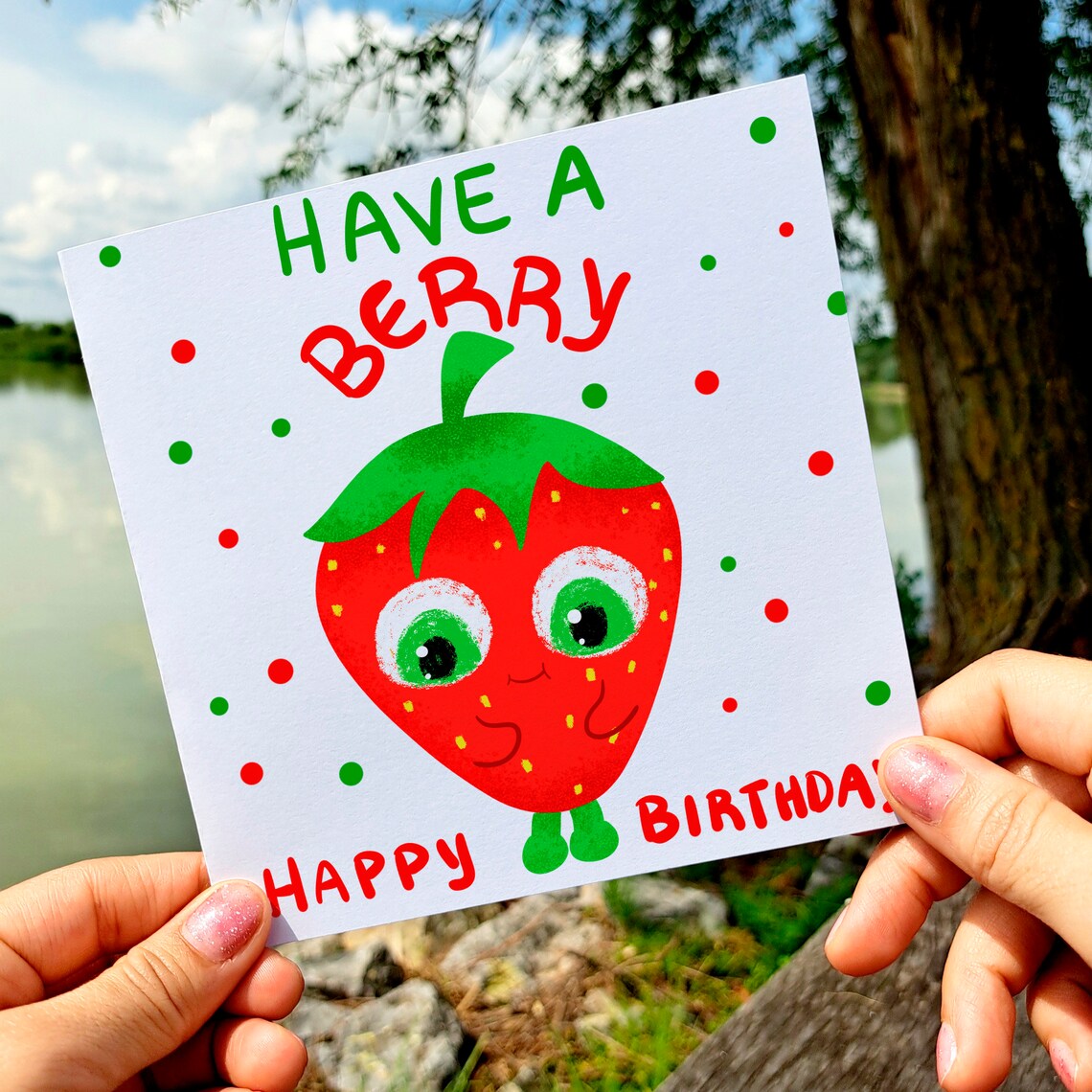 Berry Happy Birthday, Strawberry Greeting Card for Kids, Children Party ...