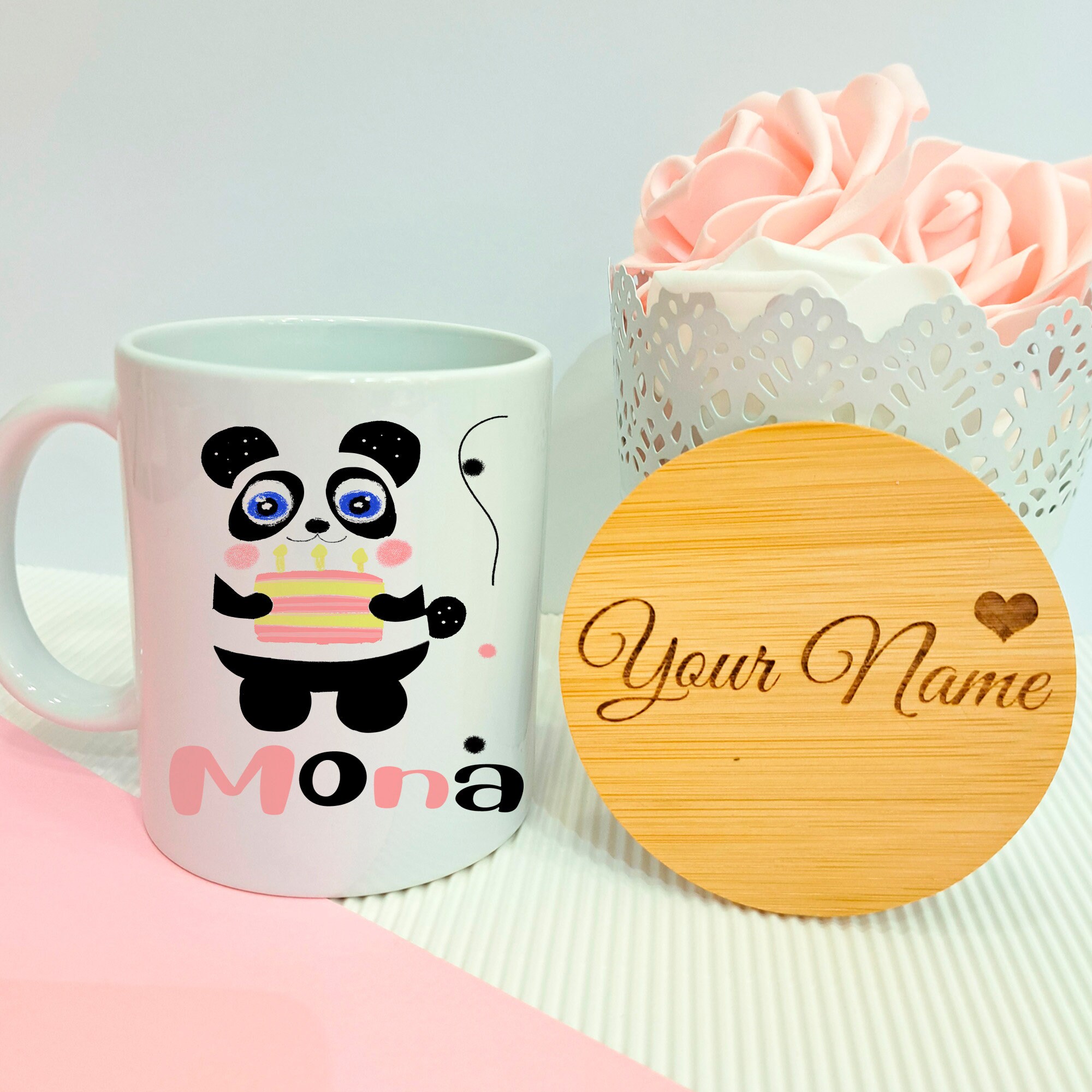 Panda Birthday Mug With Personalized Name for Girls, Customized Cute ...
