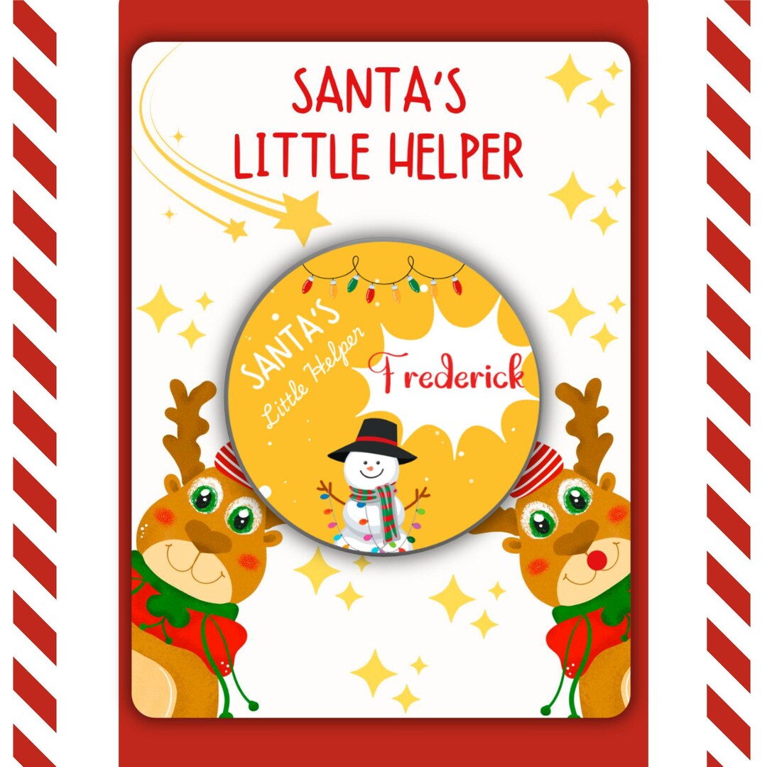 Snowman Pin Badge, Santa's Little Helper Custom Pinback Button ...