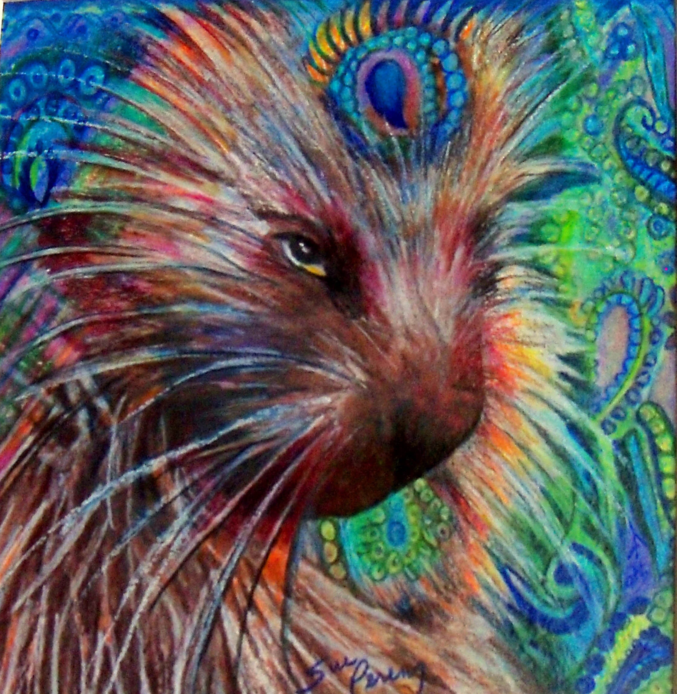 Original Art Color Pencil Drawing Colorful Zentangle Wall - Etsy