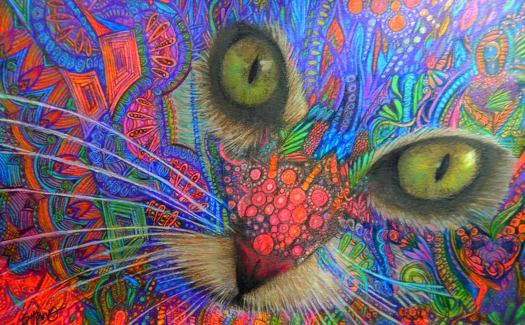 Original Art Drawing Spirit Animal Cat of Color 11x17 - Etsy