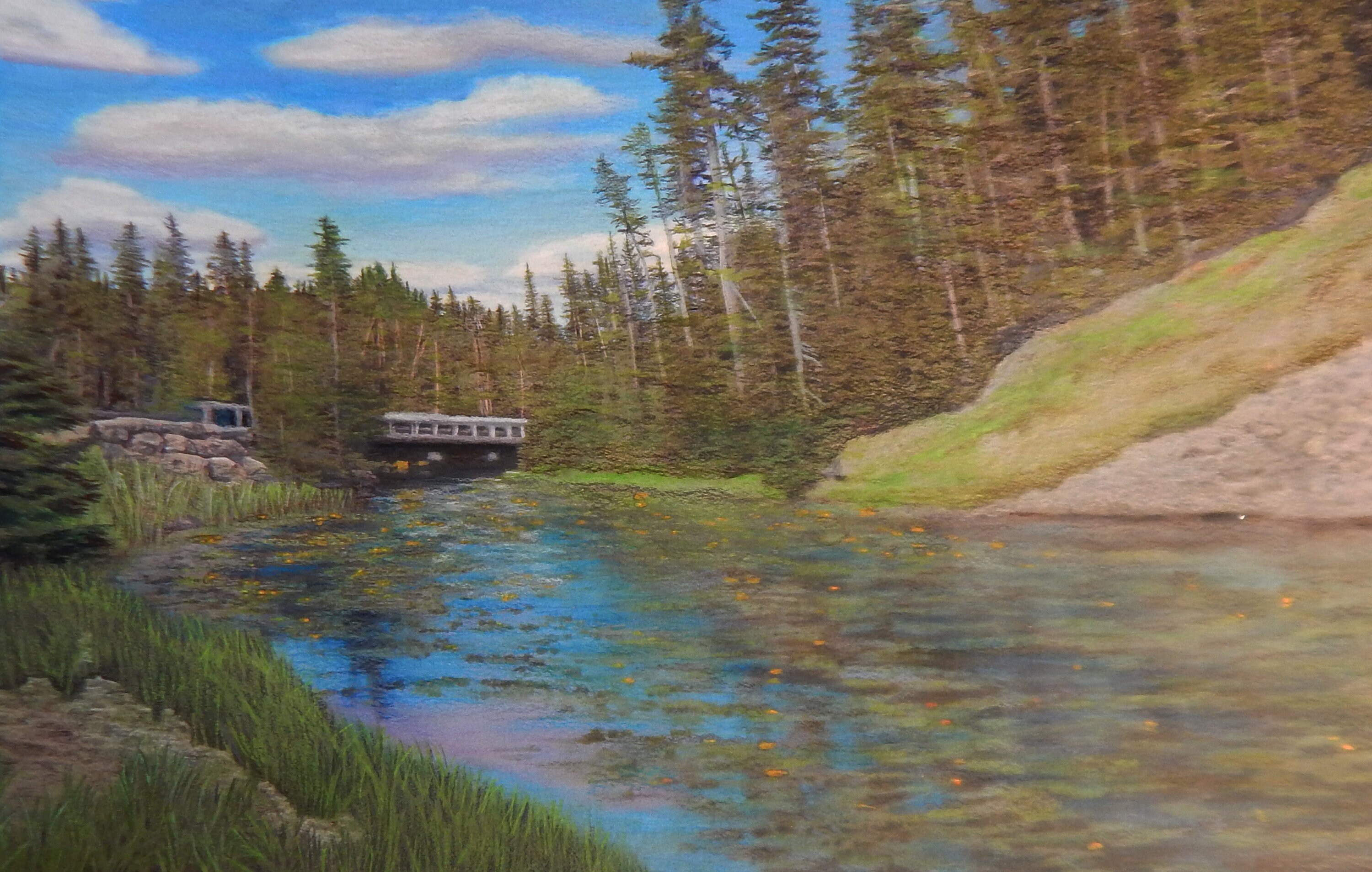 River Colored Pencil Drawing