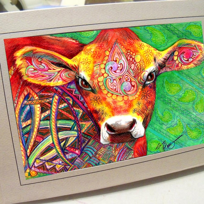 Zentangle Cow - Etsy