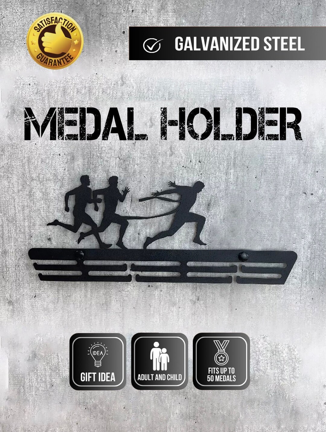 Marathon Medal and Ribbons Hanger, Runner Medal Holder, Metal Runner ...